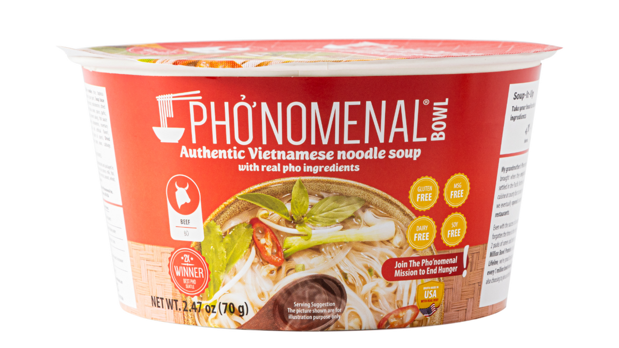 Pho’nomenal Bowl Instant Beef Pho (Case of 6 Bowls) – PHO'NOMENAL FOODS